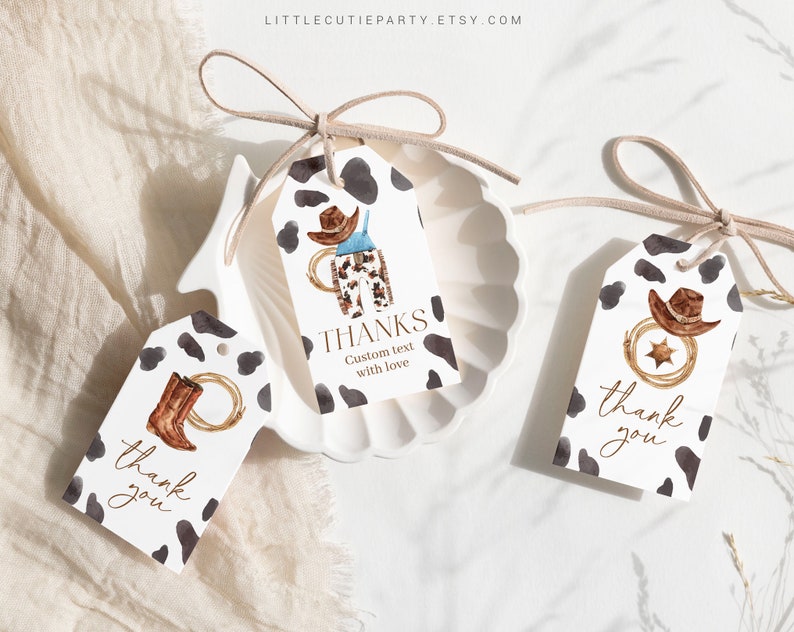Editable Cowboy Baby Shower Favor Tag, Thank You Favor Tag, Thank You ...