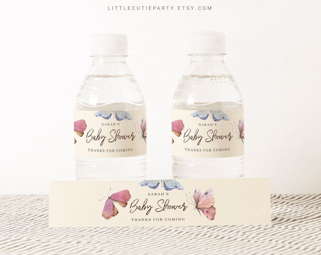 Editable Butterfly Water Bottle Labels, Butterfly Bottle Labels ...