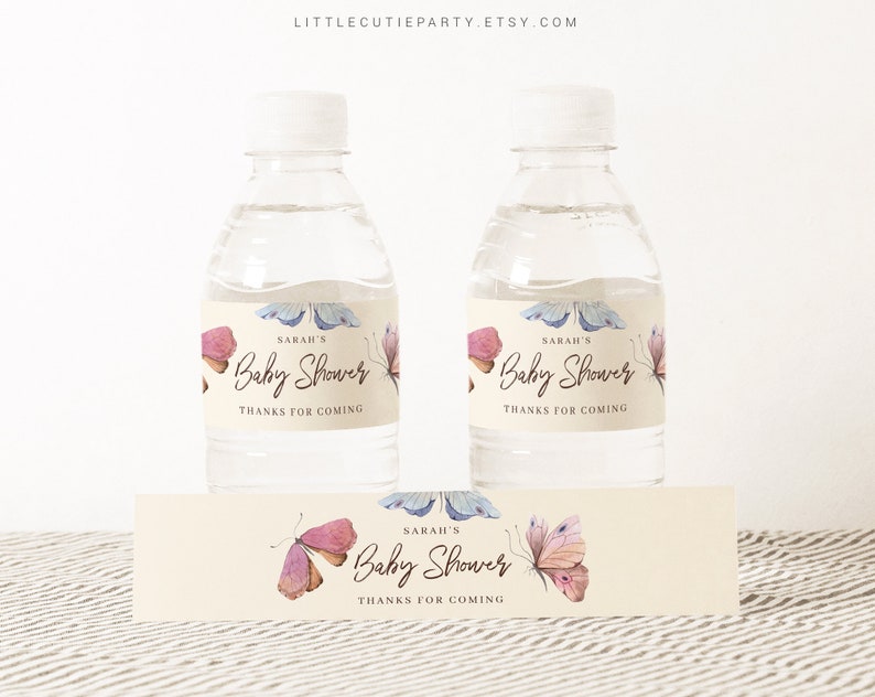 Editable Butterfly Water Bottle Labels, Butterfly Bottle Labels ...