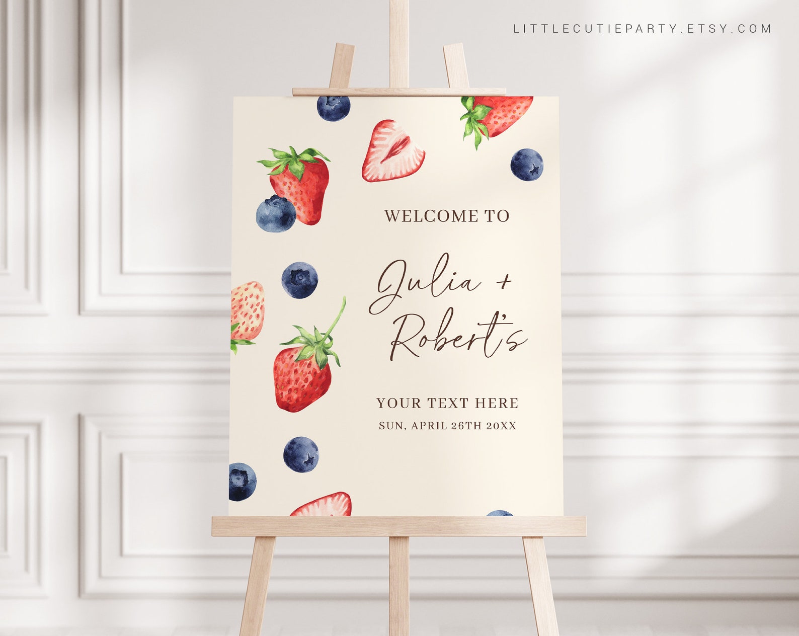 Editable Berry Sweet Baby Shower Welcome Sign, Berry Baby Shower ...