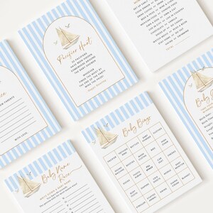 10 Editable Nautical Baby Shower Games Bundle, Sailboat Baby Shower ...