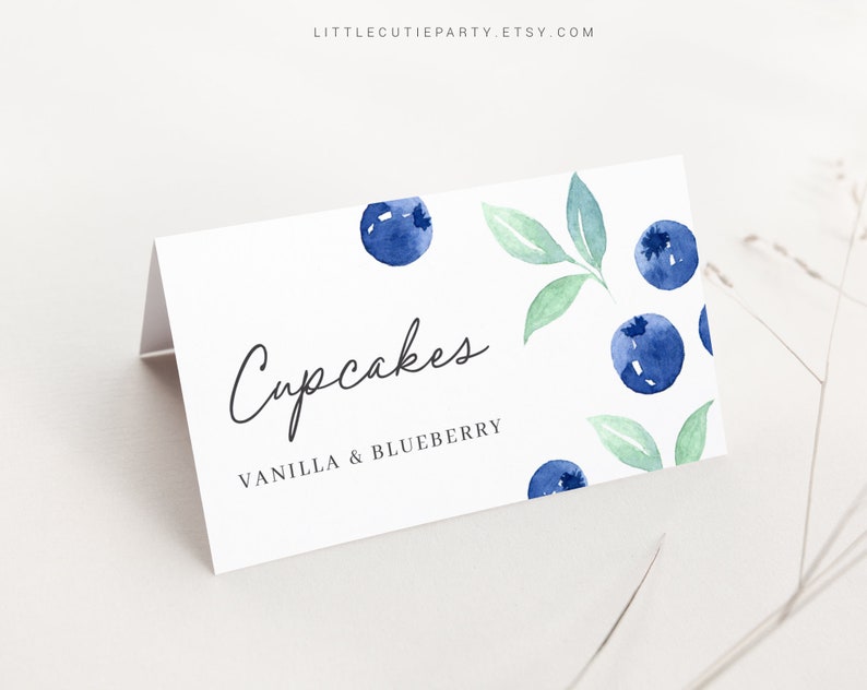 Editable Blueberry Food Labels, Food Tent Cards, Food Tags, Folded Food ...