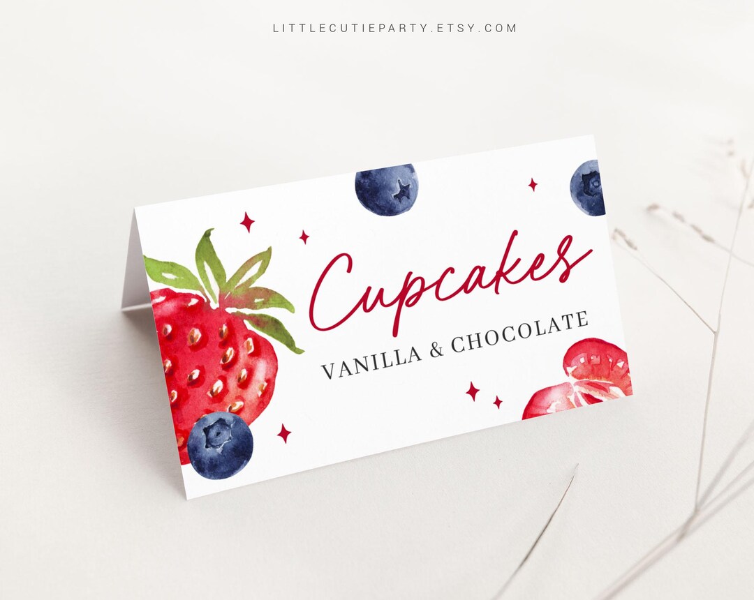 Editable Someone Berry Sweet Baby Shower Food Labels, Food Tent Cards ...