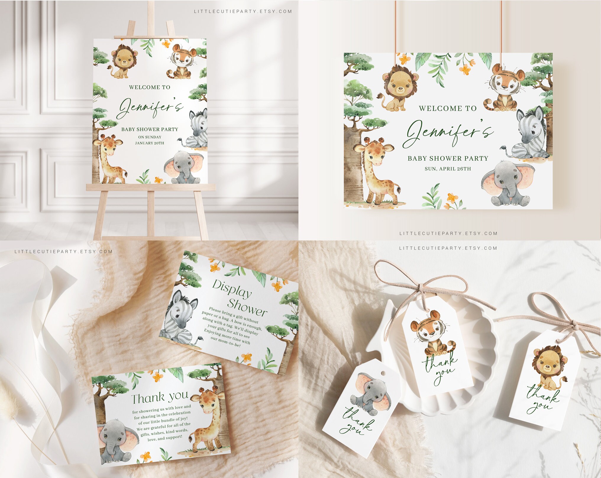 Editable Safari Bundle, Safari Baby Shower Bundle, Wild One Baby Shower ...