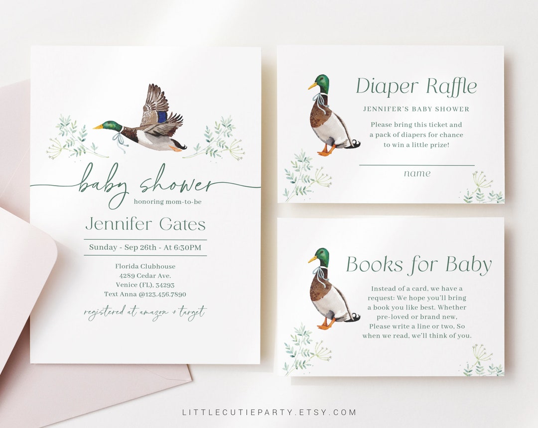 Editable Mallard Duck Baby Shower Invitation Duck Baby Shower - Etsy ...