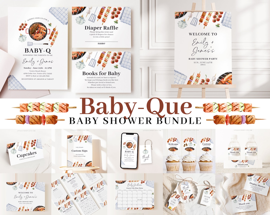 Editable Babyq Baby Shower Invitation Bundle, Bbq Baby Shower Invite ...