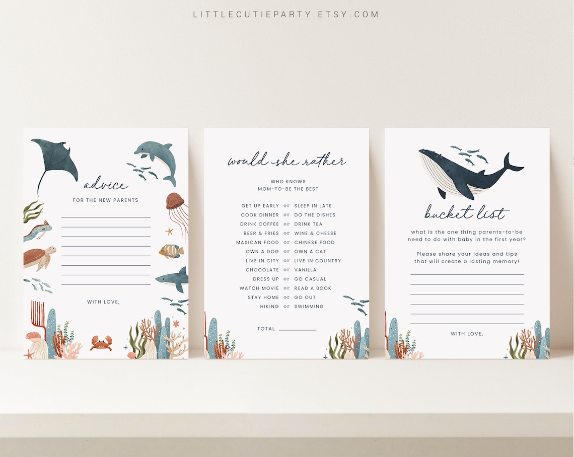 10 Editable Ocean Baby Shower Games, Under the Sea Baby Shower Games ...