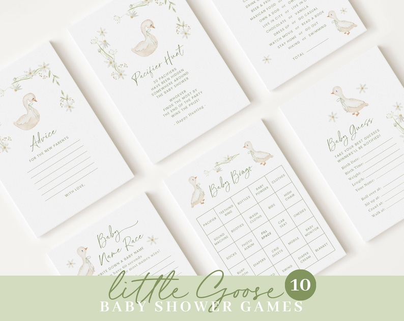 Editable Goose Baby Shower Bundle, Little Goose Baby Shower With Games ...
