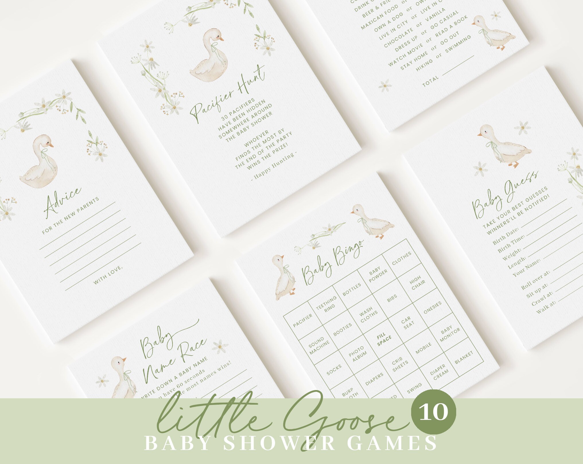 Editable Goose Baby Shower Bundle, Little Goose Baby Shower With Games ...