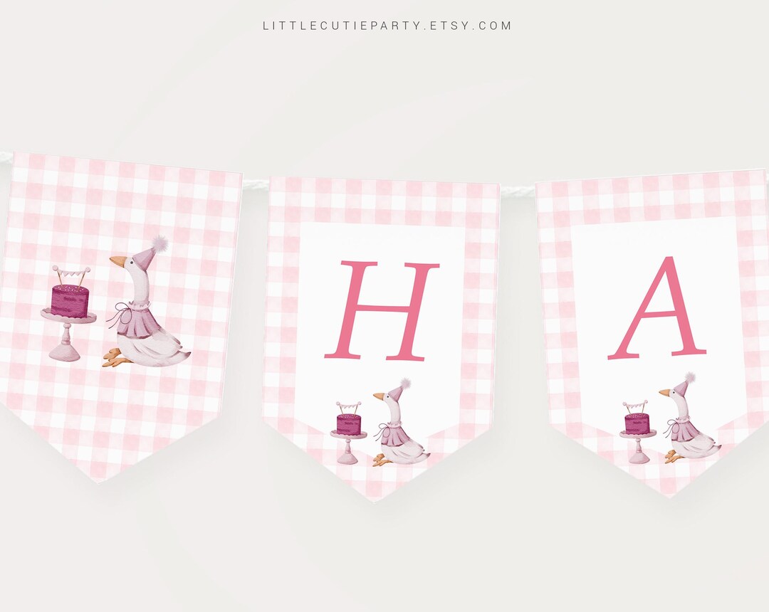 Editable One Silly Goose Birthday Girl Banners, Goose Baby Banner ...