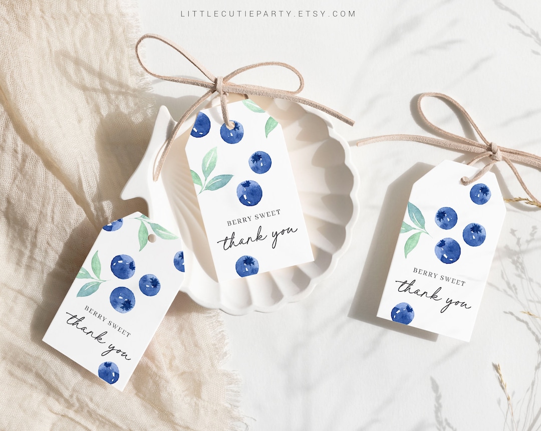 Editable Blueberry Baby Shower Favors, Sweet Berry Baby Shower Tags, 3 ...