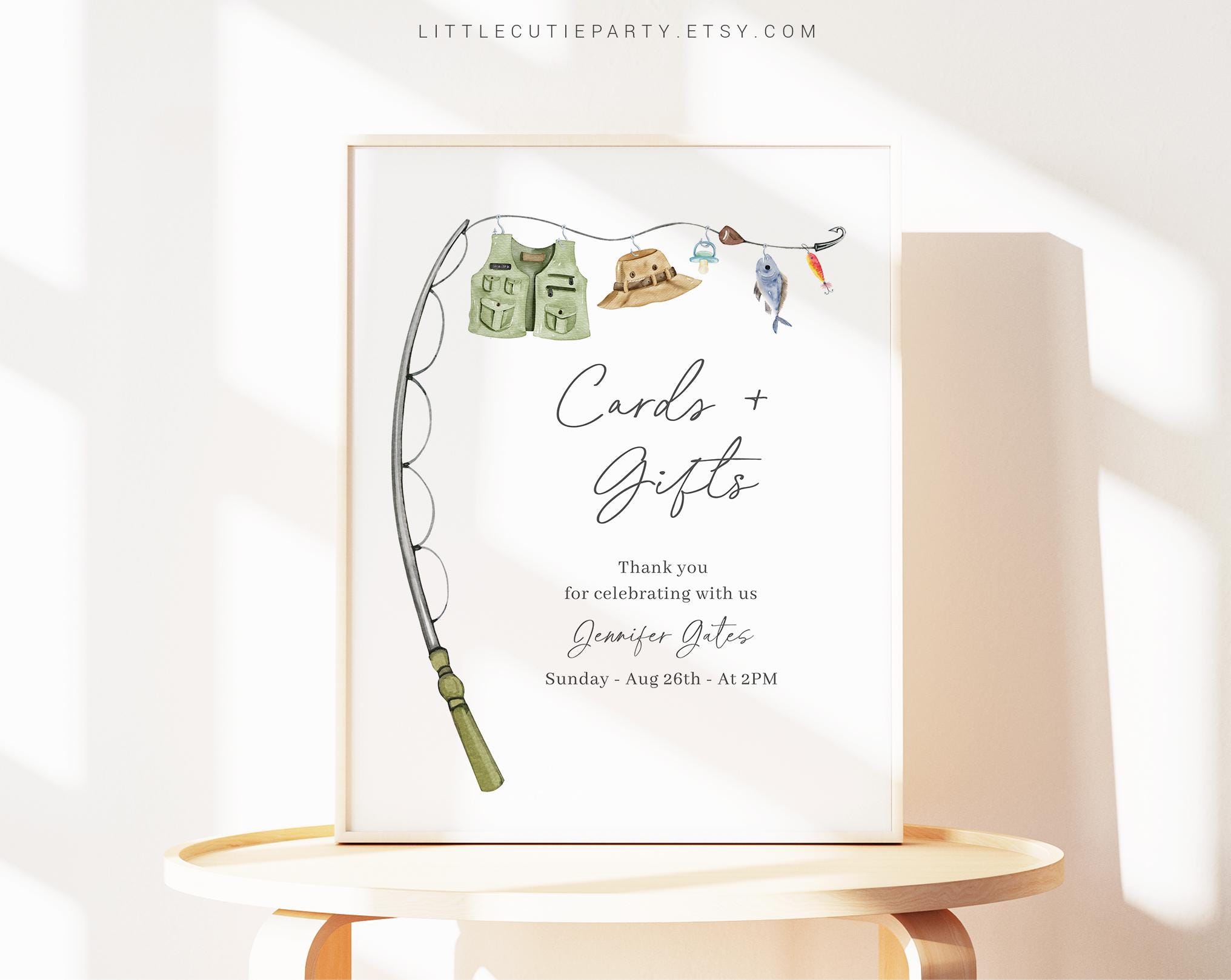 Editable A Little Fisherman Baby Shower Sign, Custom Sign Template for ...