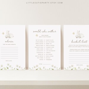 10 Editable Bunny Baby Shower Games, Bunny is on the Way, Rabbit Baby ...