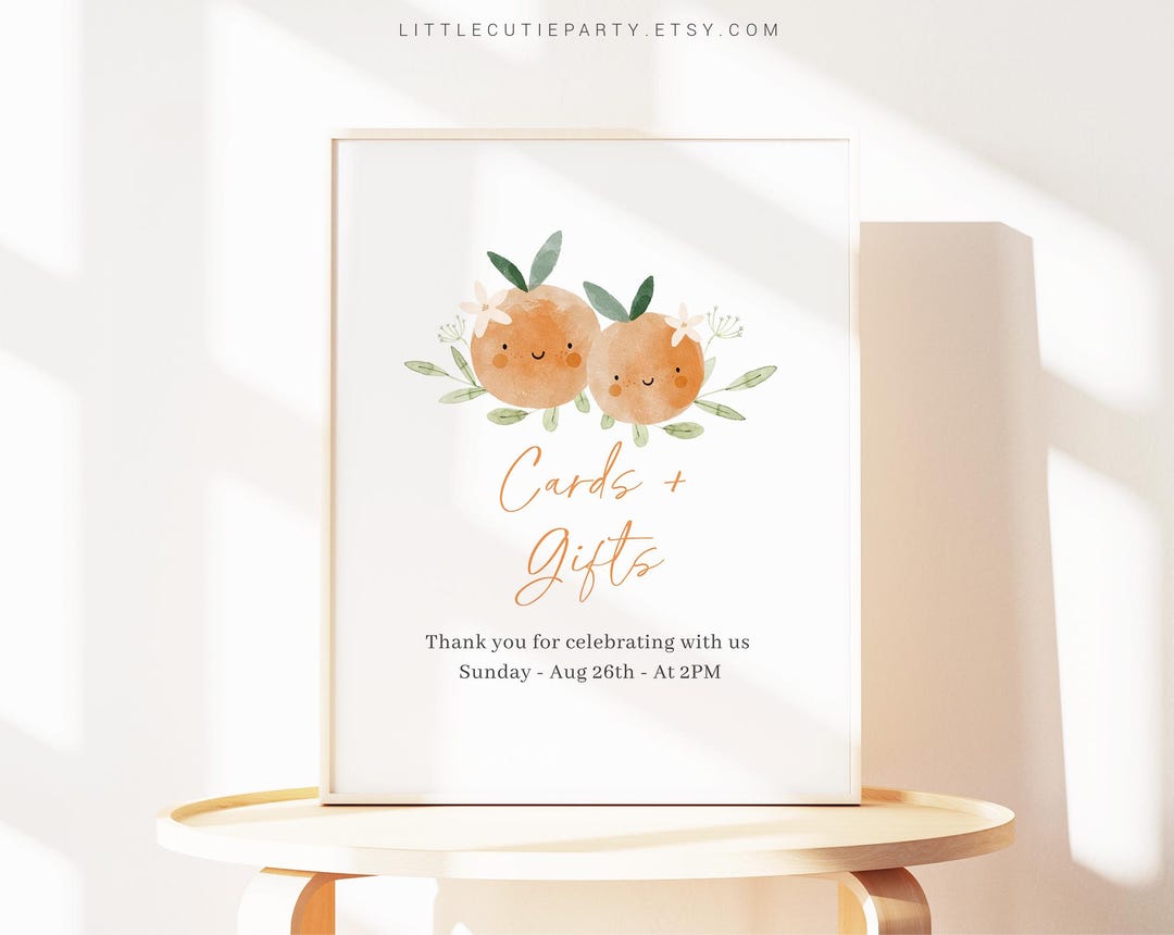 Editable Two Little Cuties Baby Shower Sign, Clementine Sign Template ...