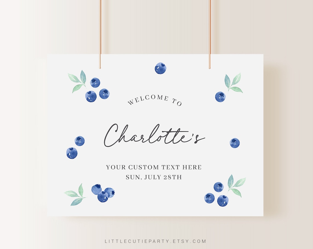 Editable Blueberry Baby Shower Backdrop Banner (digital Download ...