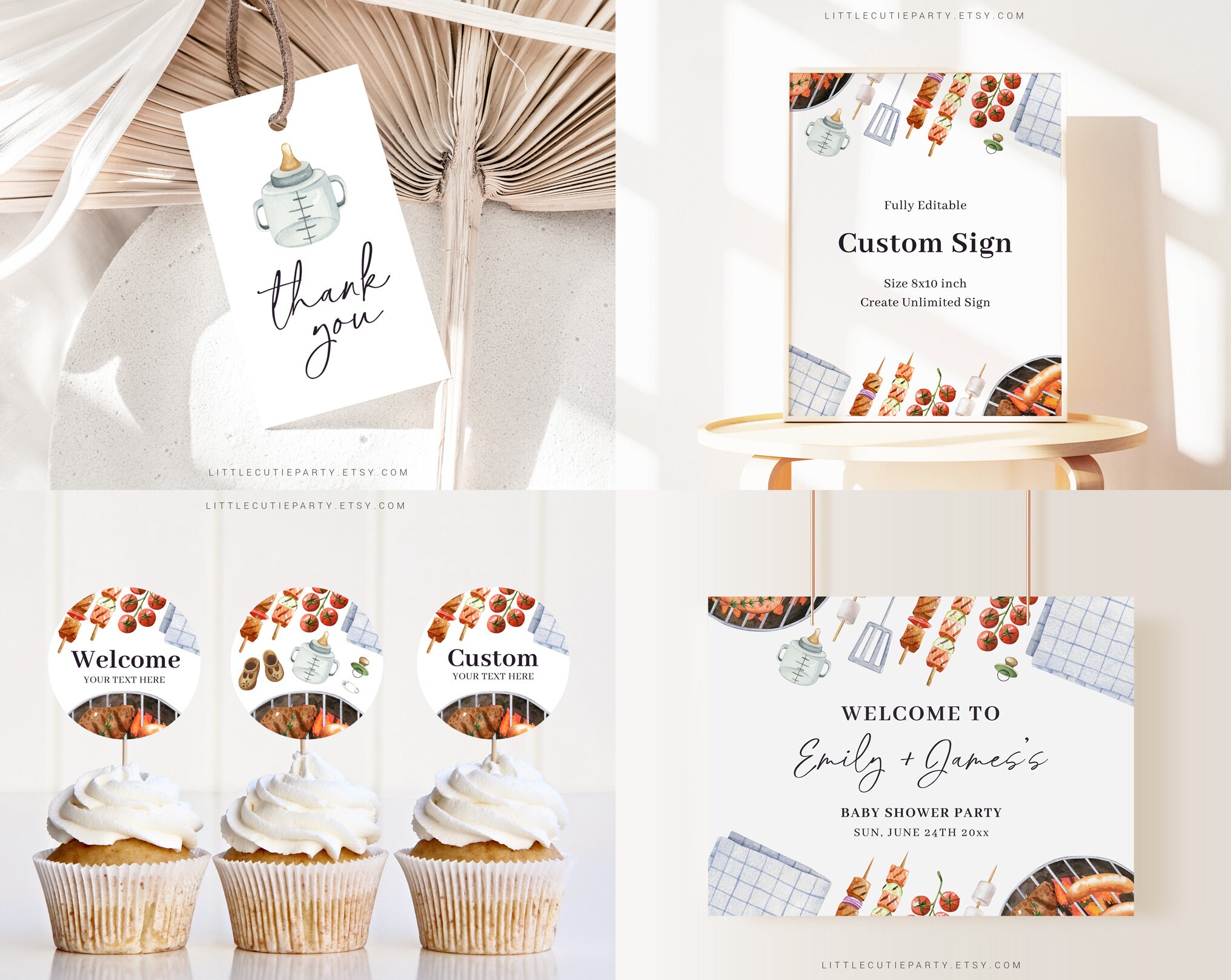 Editable Babyq Baby Shower Invitation Bundle, Bbq Baby Shower Invite ...