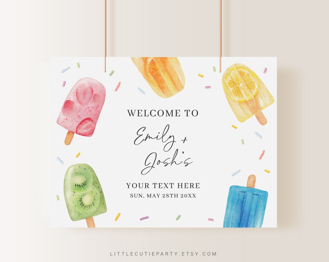 Editable Popsicles Banner, Ready to Pop Baby Shower Decorations ...