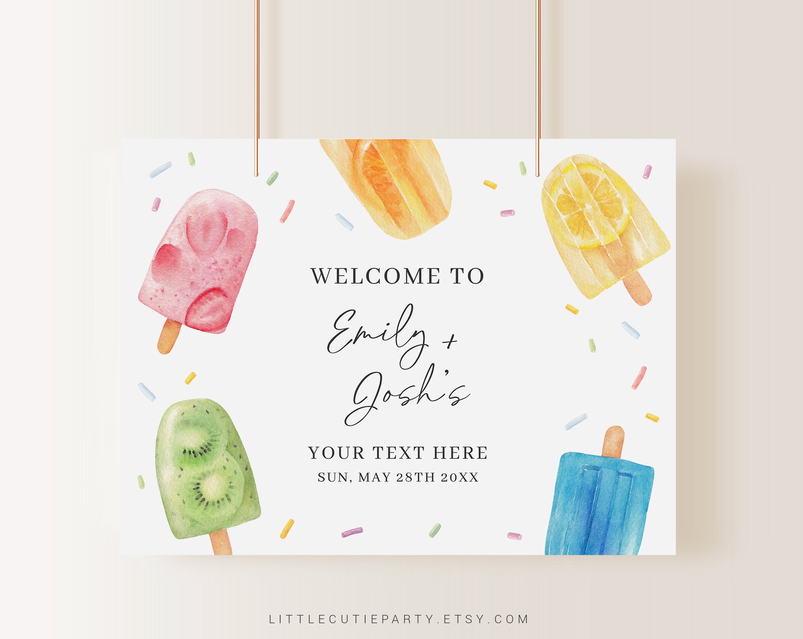 Editable Popsicles Banner, Ready to Pop Baby Shower Decorations ...