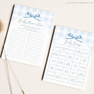 10 Editable Blue Gingham Baby Shower Games, Baby Boy Shower Games ...