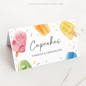 Editable Popsicles Food Labels, Food Tent Cards, Folded Food Cards for ...