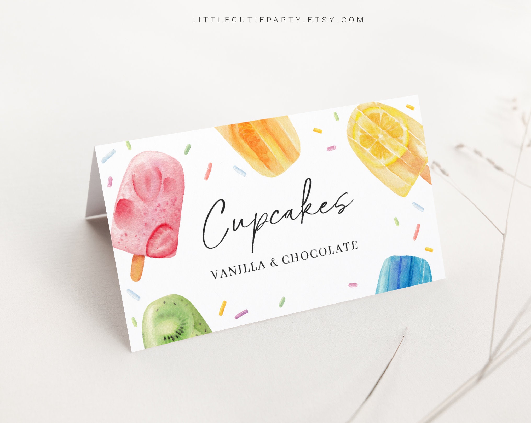 Editable Popsicles Food Labels, Food Tent Cards, Folded Food Cards for ...