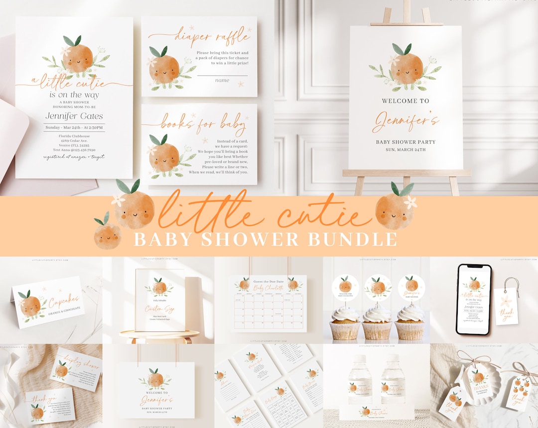 Editable Little Cutie Baby Shower Invites Bundle, A Little Cutie Bundle ...