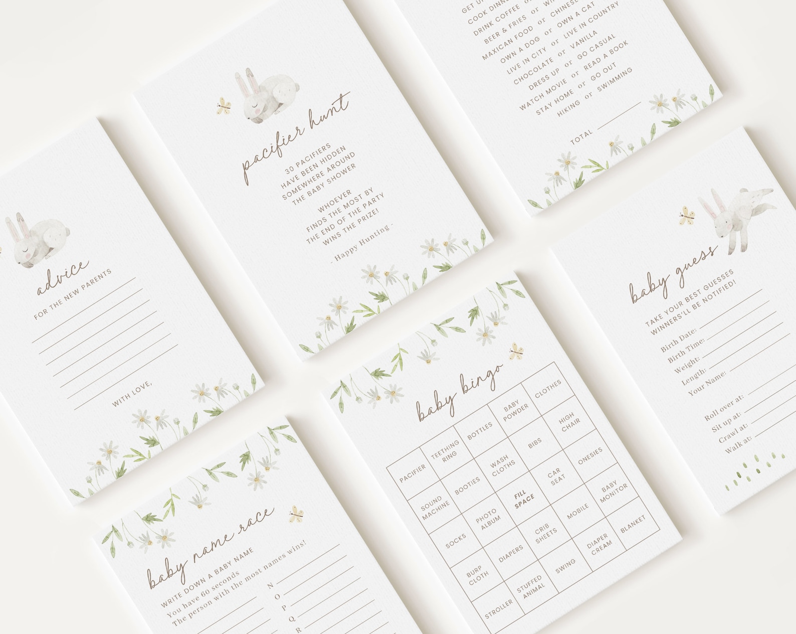 10 Editable Bunny Baby Shower Games, Bunny is on the Way, Rabbit Baby ...