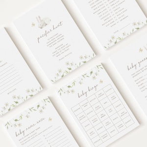 10 Editable Bunny Baby Shower Games, Bunny is on the Way, Rabbit Baby ...