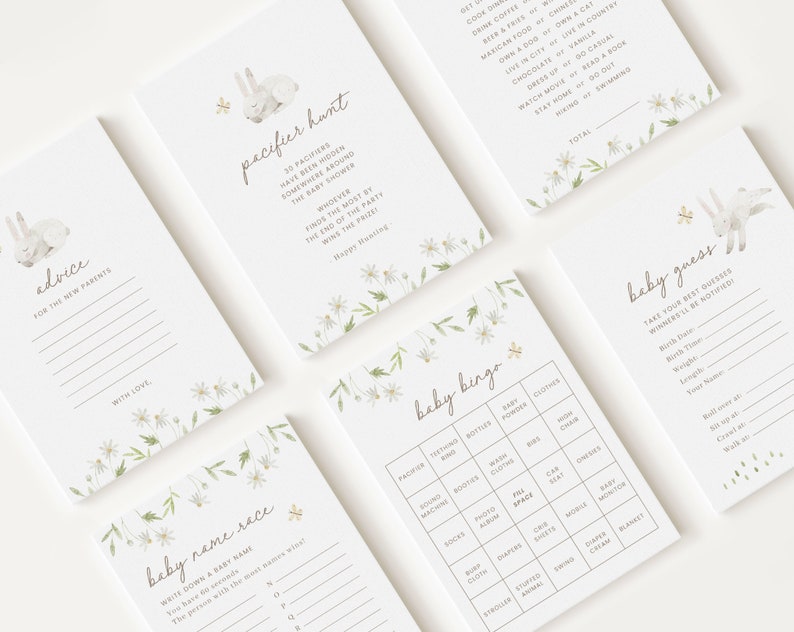 10 Editable Bunny Baby Shower Games, Bunny is on the Way, Rabbit Baby ...