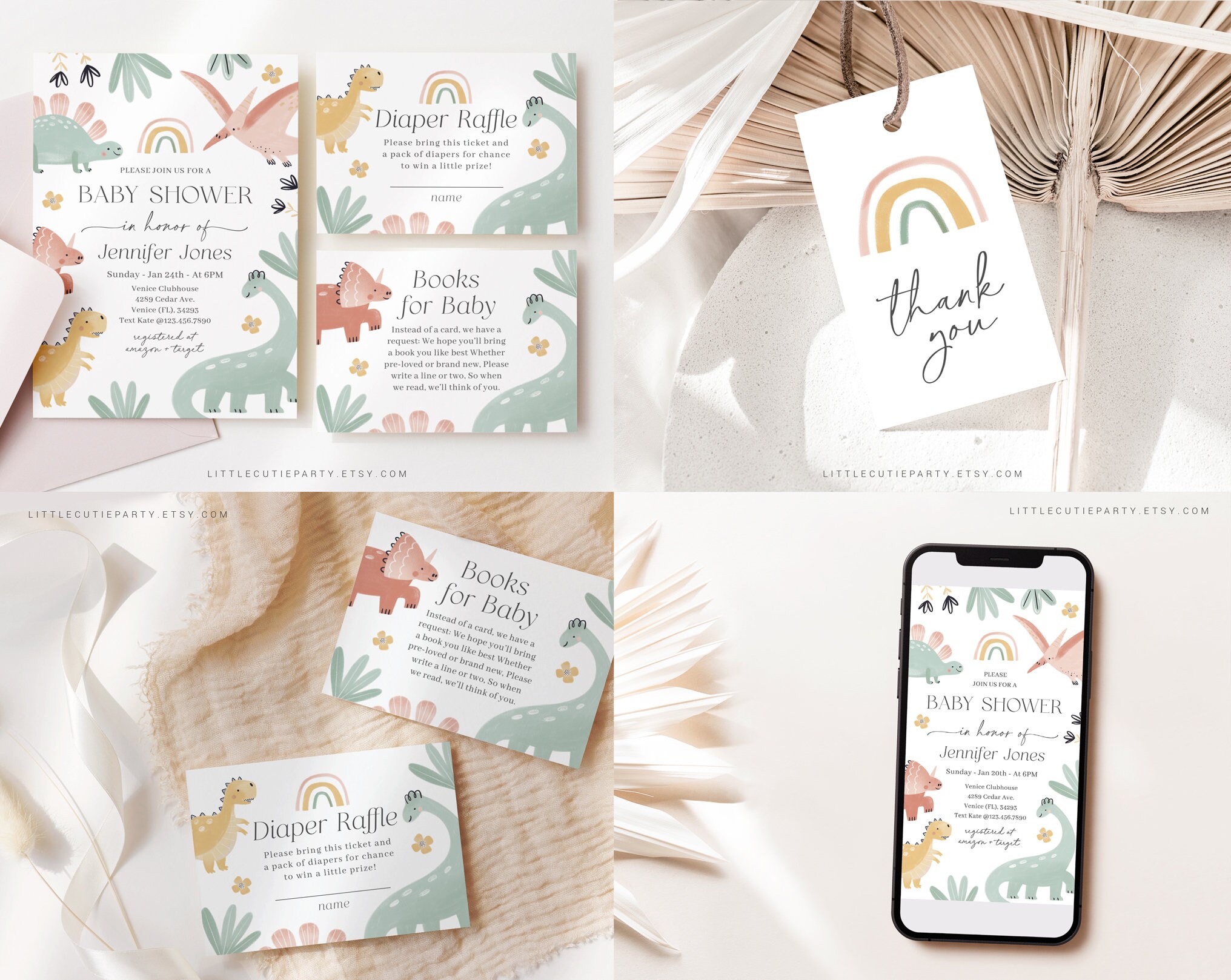 Editable Dinosaur Baby Shower Bundle, Dinosaur Bundle, Dinosaur Baby ...