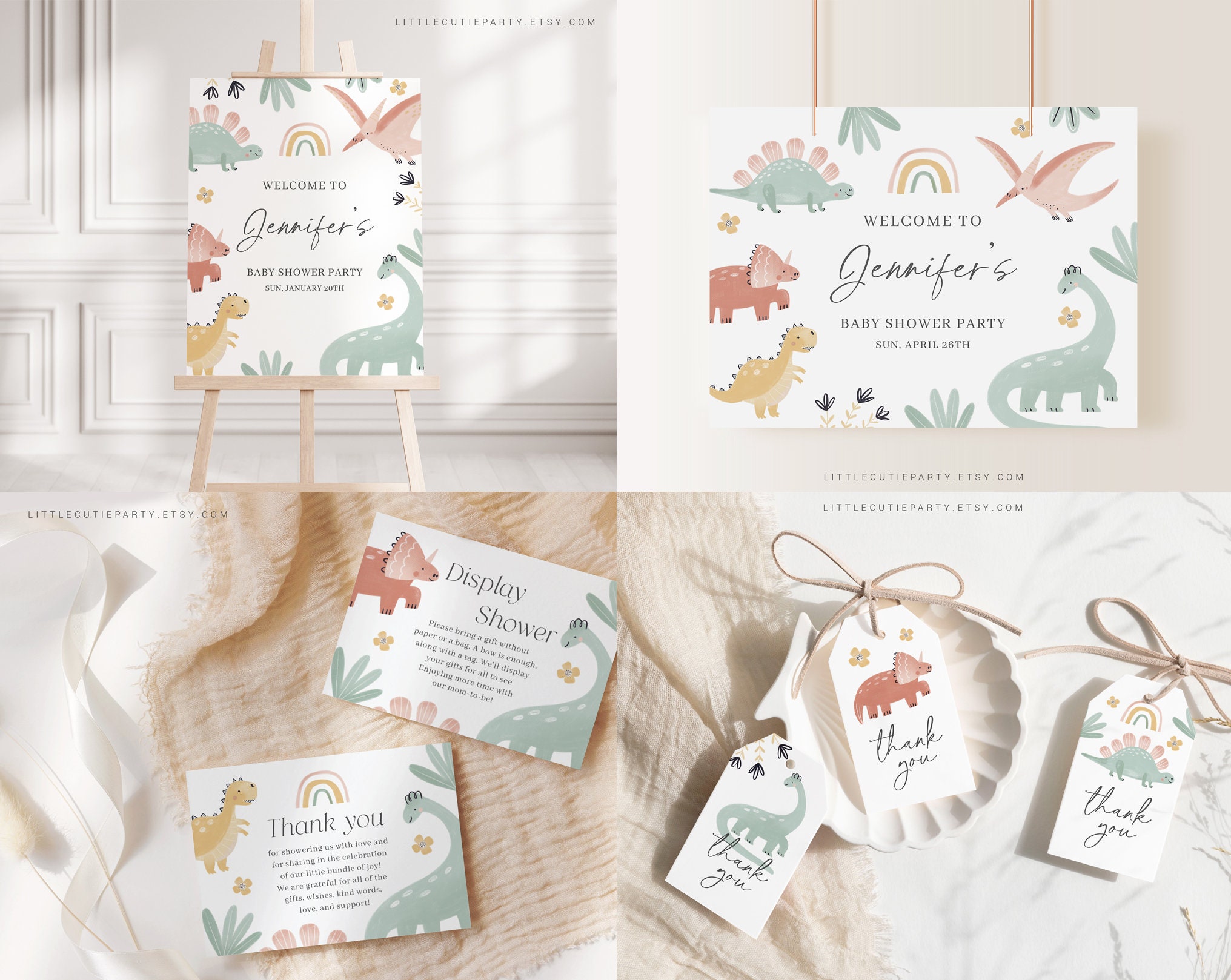 Editable Dinosaur Baby Shower Bundle, Dinosaur Bundle, Dinosaur Baby ...