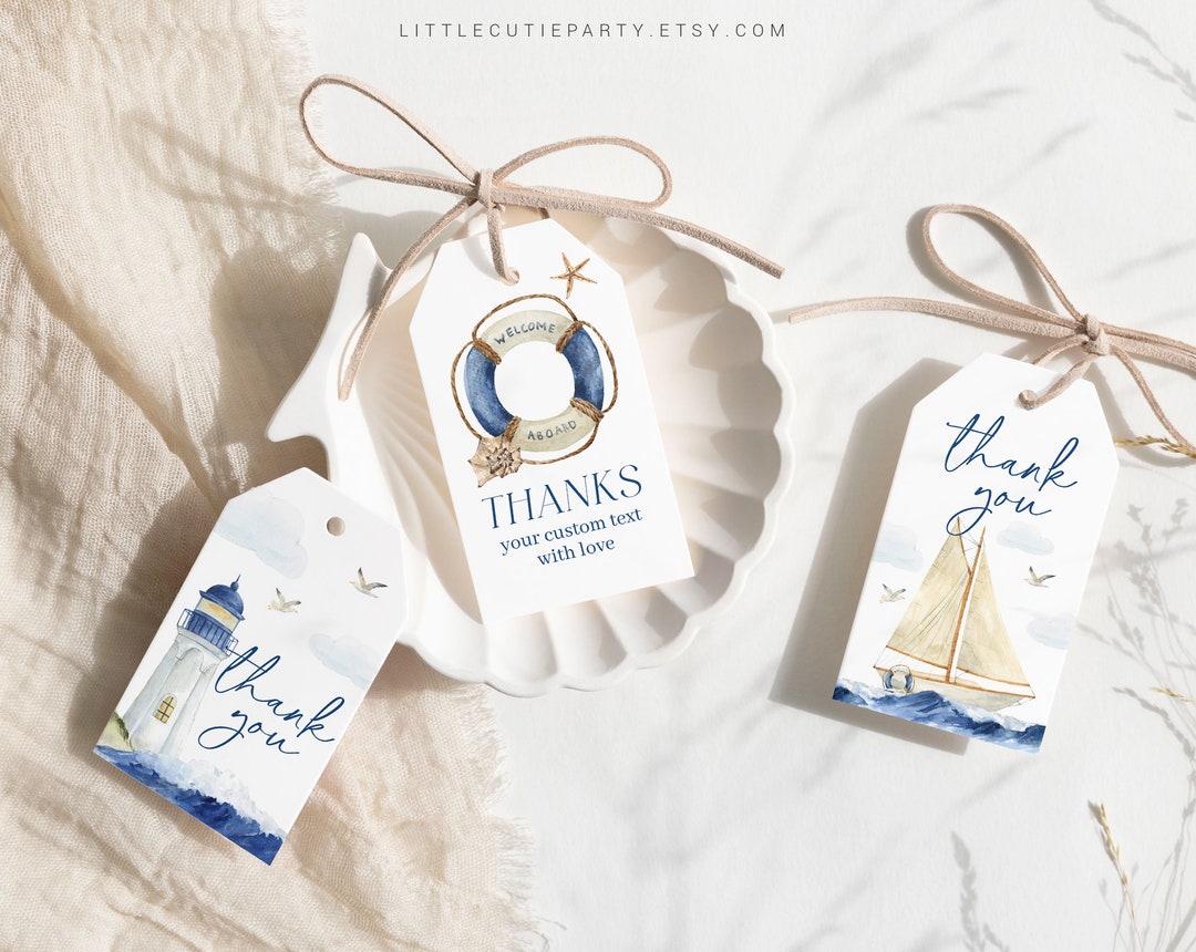 Editable Ahoy Its a Boy Baby Shower Favors Tag, Thank You Favor Tag ...