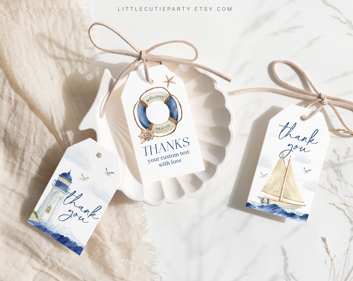 Editable Ahoy Its a Boy Baby Shower Favors Tag, Thank You Favor Tag ...