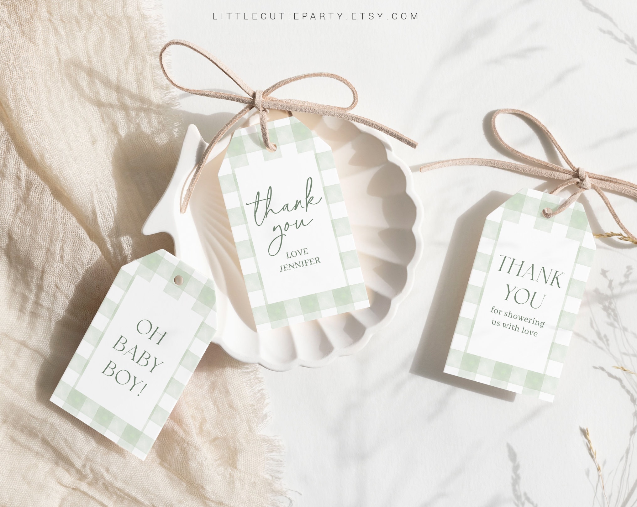 Editable Sage Green Gingham Favor, Thank You Favor Tag, Thank You Tags ...