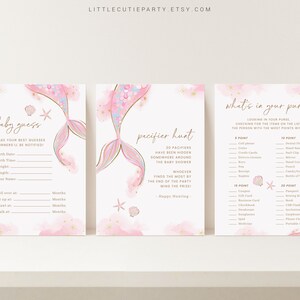 10 Editable Mermaid Baby Shower Games, Mermaid Shower Games Bundle ...