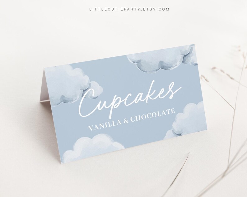 Editable We Are on Cloud Nine Food Labels, Food Tent Cards, Folded Food ...