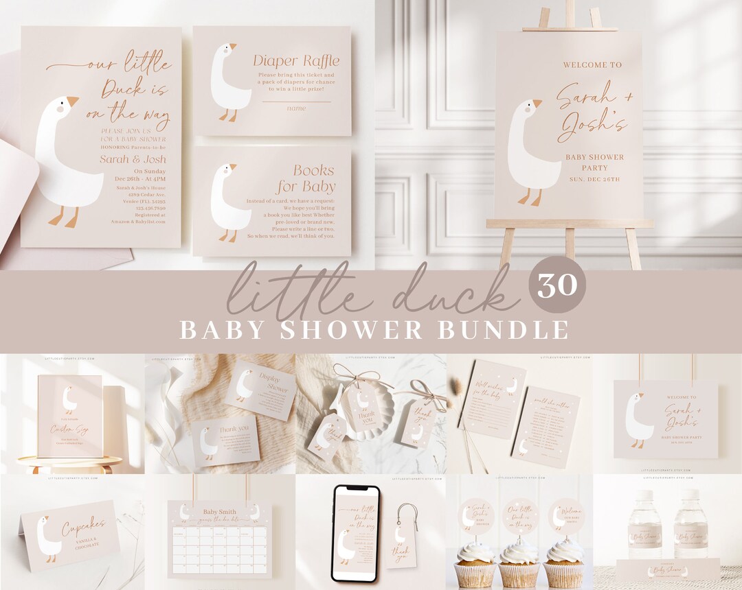 Editable Duck Baby Shower Bundle, Goose Baby Shower Invitation Bundle ...