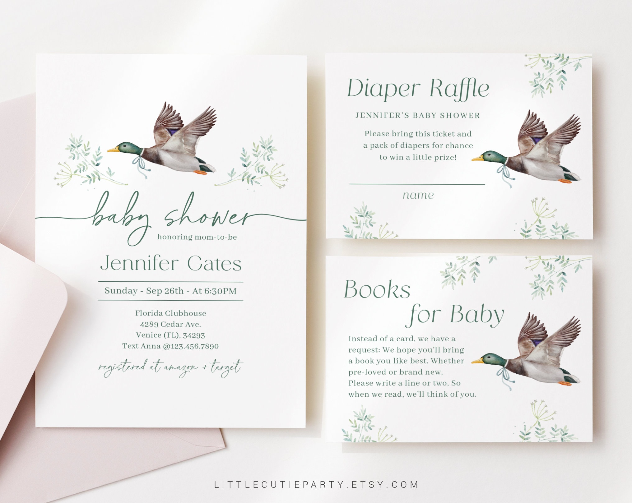 Editable Mallard Duck Baby Shower Invitation, Duck Baby Shower ...