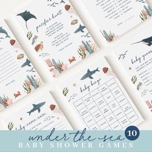 Editable Ocean Baby Shower Invitation Bundle, Under the Sea Baby Shower ...