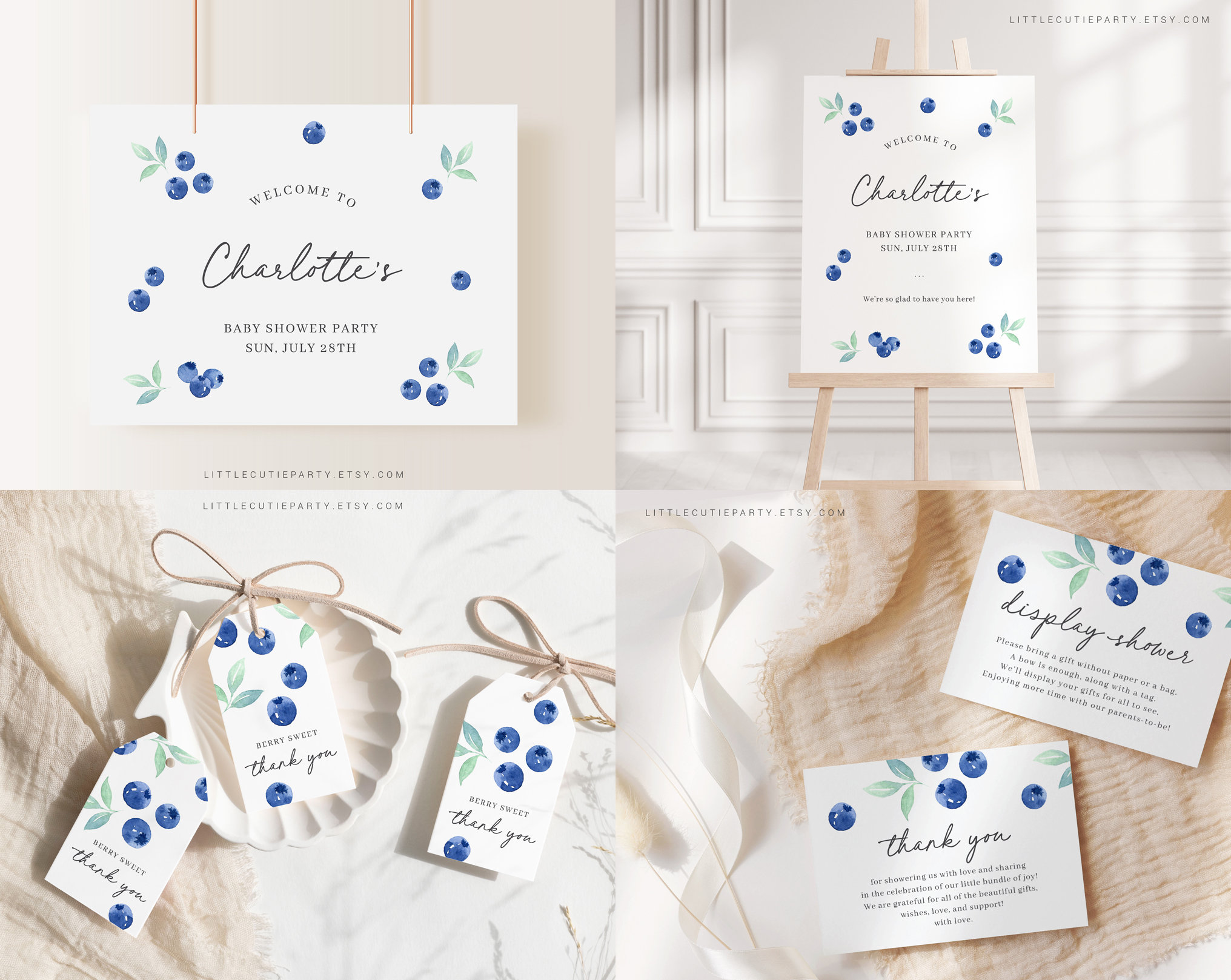 Editable Blueberry Baby Shower Bundle, Decorations & Games BLUEBS001 - Etsy