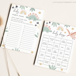 10 Editable Dinosaur Baby Shower Games, Dino Shower Games Bundle ...