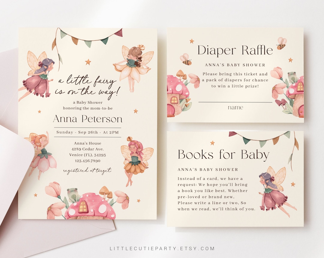 Editable Fairy Baby Shower Invitation, Fairy Baby Shower Invites, With ...