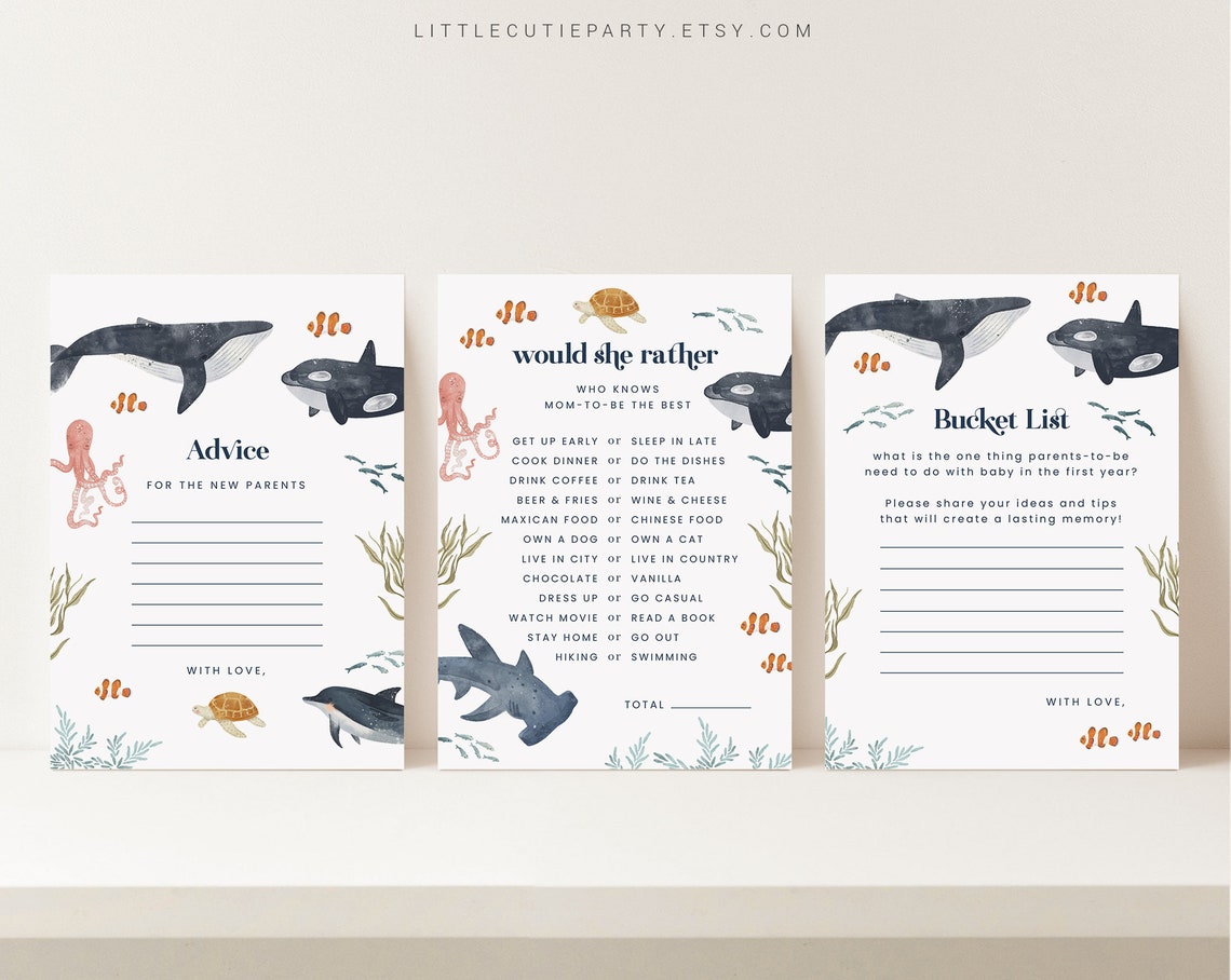 10 Editable Ocean Baby Shower Games, Under the Sea Baby Shower Games ...