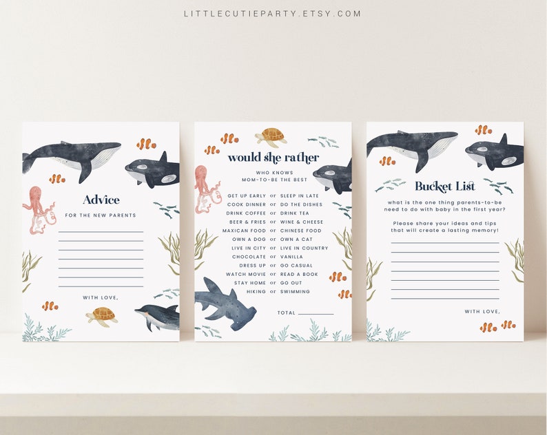10 Editable Ocean Baby Shower Games, Under the Sea Baby Shower Games ...