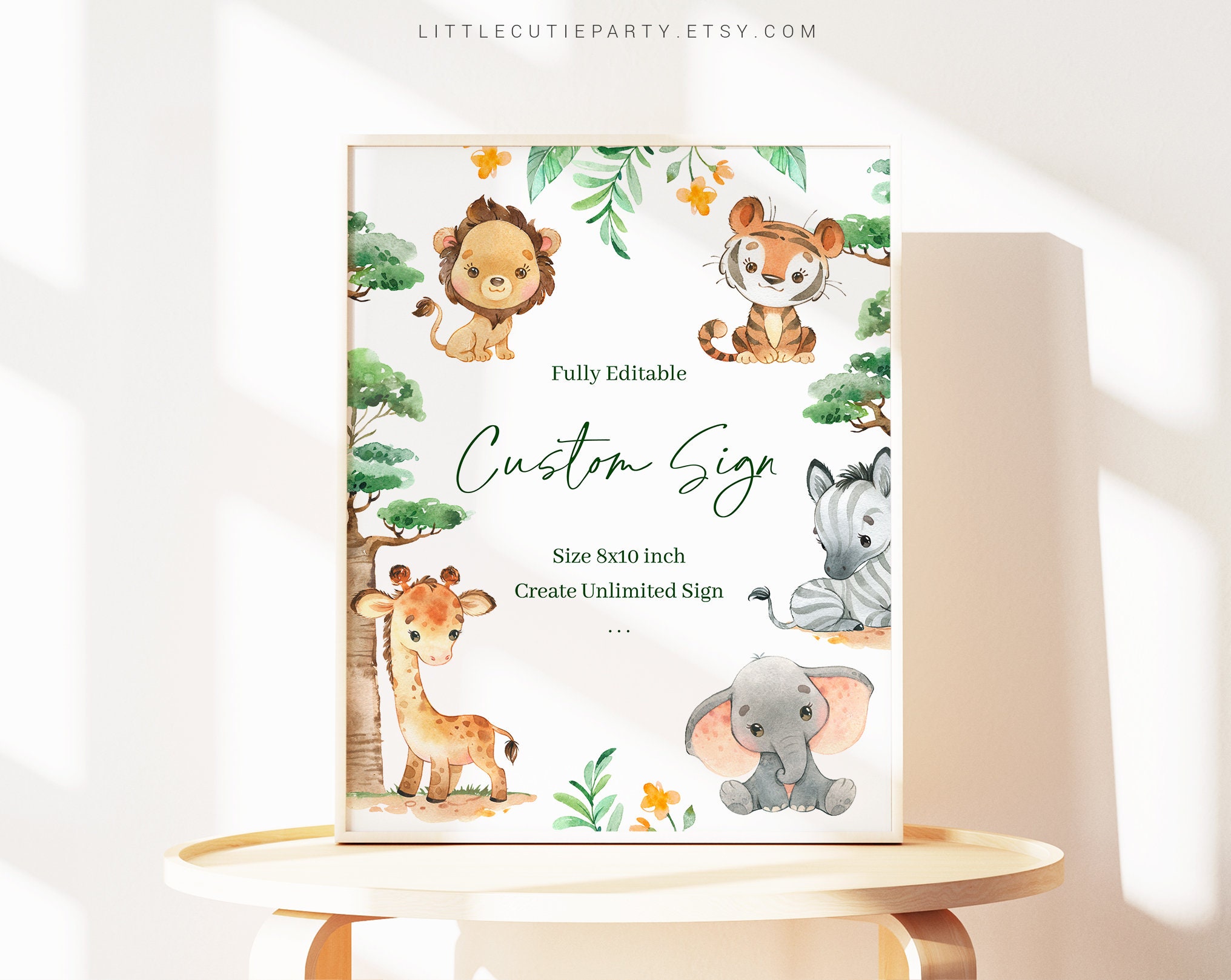 Editable Safari Baby Shower Sign, Custom Sign Template for Baby Shower ...