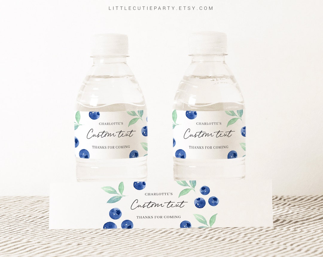 Editable Blueberry Water Bottle Labels, Baby Shower Decor (digital ...