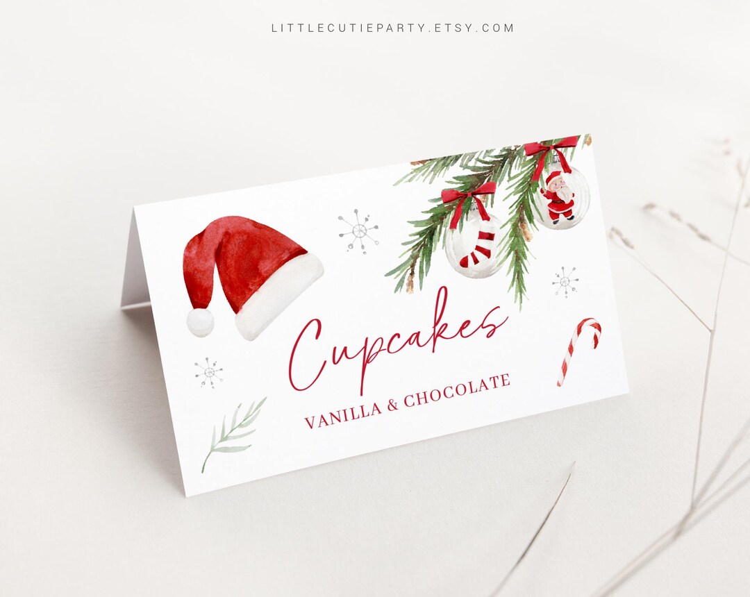 Editable Christmas Food Labels, Food Tent Cards, Folded Food Cards for ...