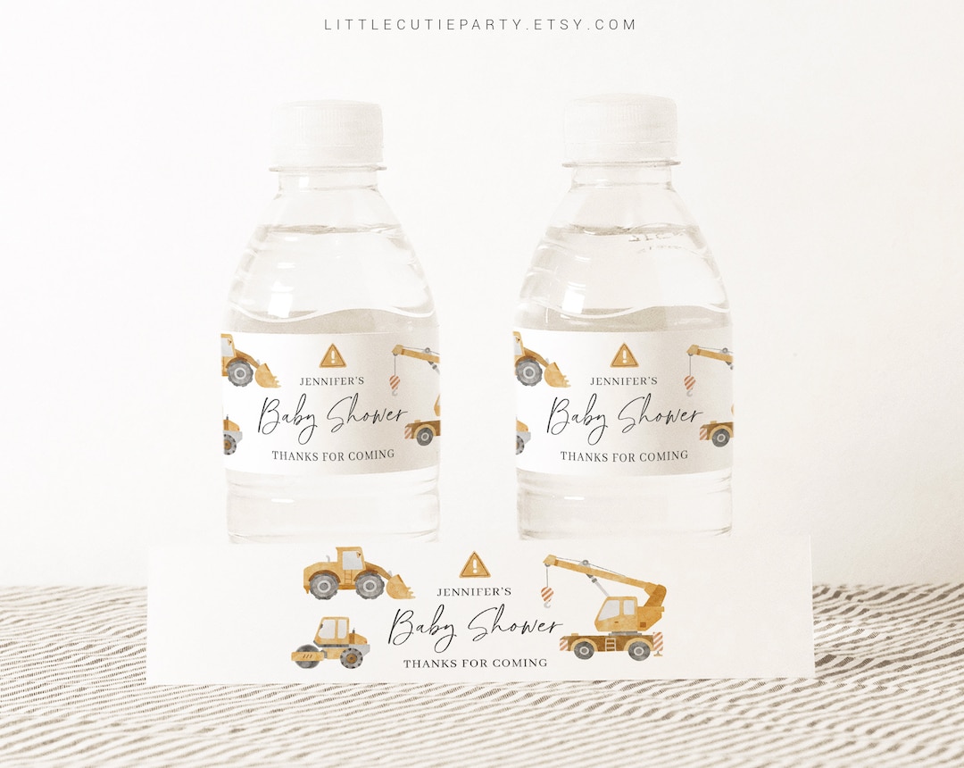 Editable Construction Water Bottle Labels, Bottle Label Construction ...