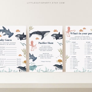 10 Editable Ocean Baby Shower Games, Under the Sea Baby Shower Games ...