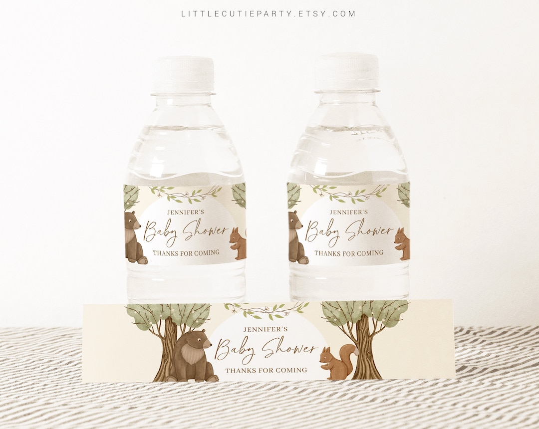 Editable Woodland Theme Water Bottle Labels, Bottle Label Boho Woodland ...